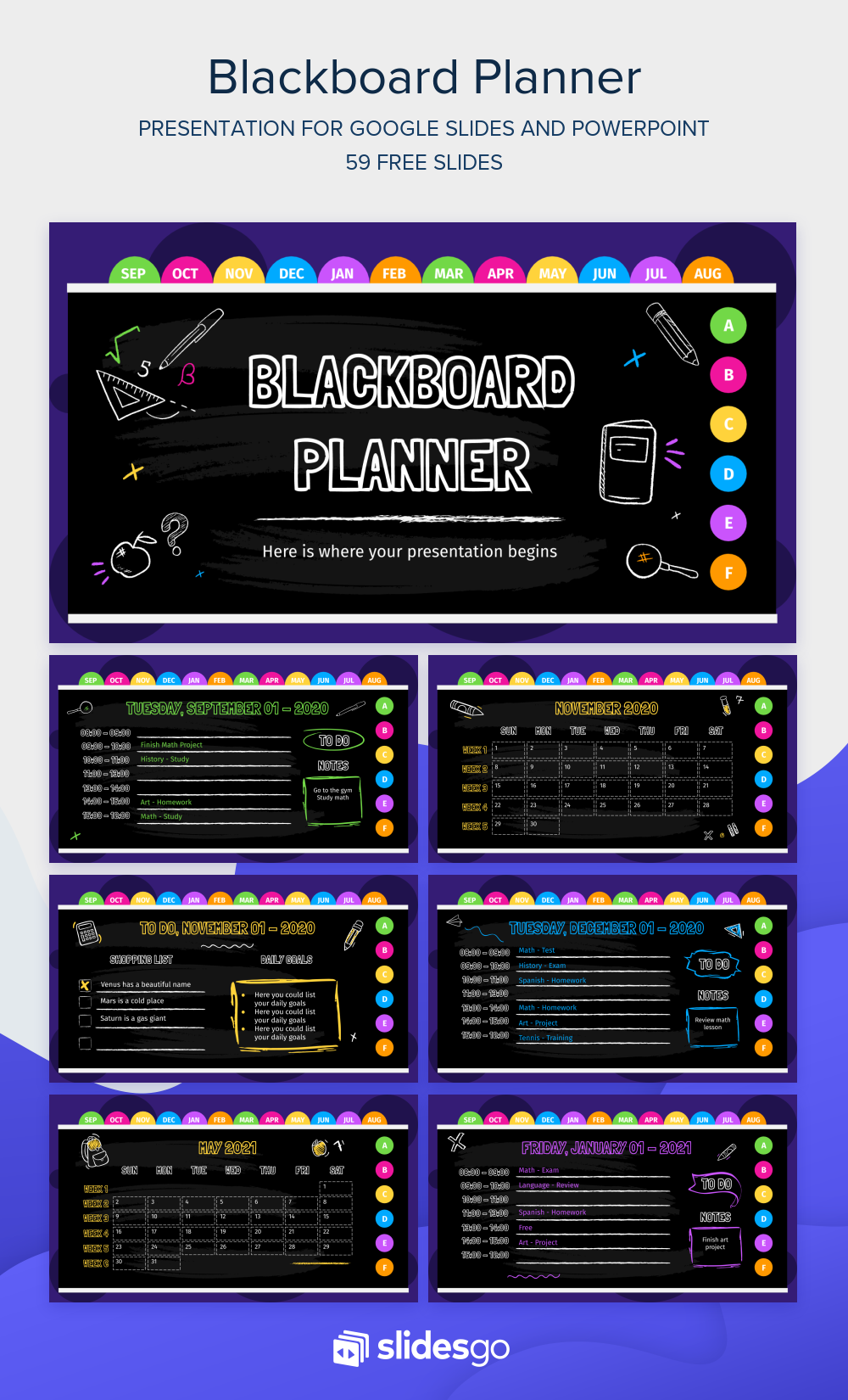 Blackboard Planner Google Slides theme & PowerPoint template