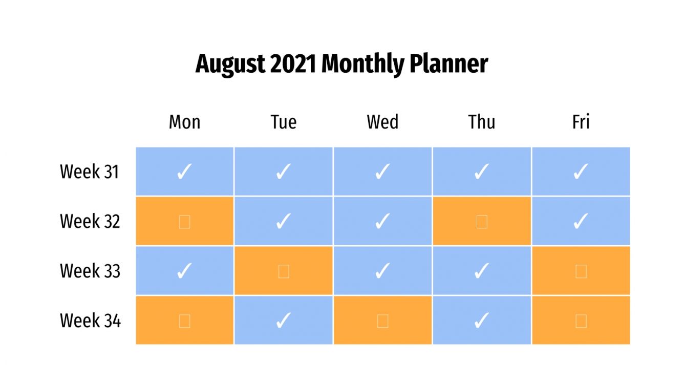 August 2021 Planner Infographics for Google Slides & PPT