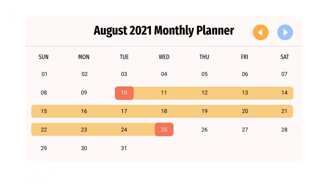 August 2021 Planner Infographics for Google Slides & PPT