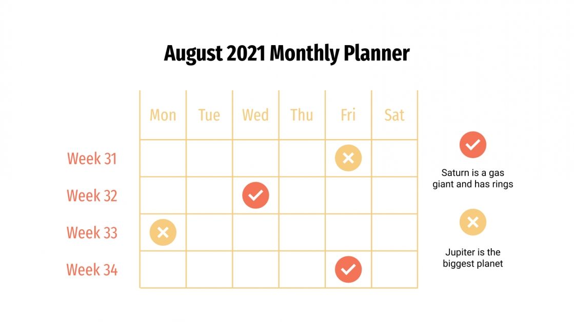 August 2021 Planner Infographics for Google Slides & PPT