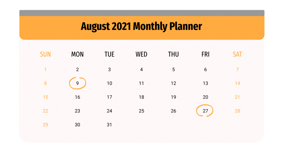 August 2021 Planner Infographics for Google Slides & PPT