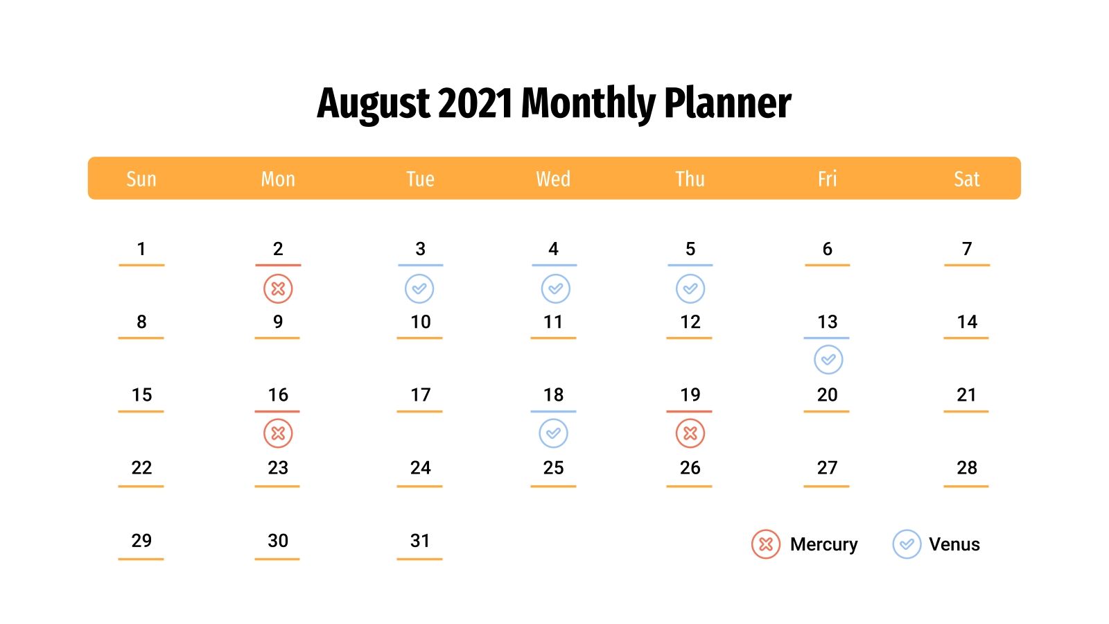 August 2021 Planner Infographics for Google Slides & PPT