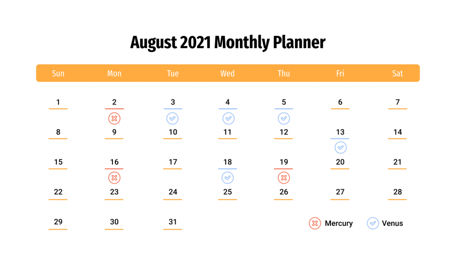 August 2021 Planner Infographics for Google Slides & PPT
