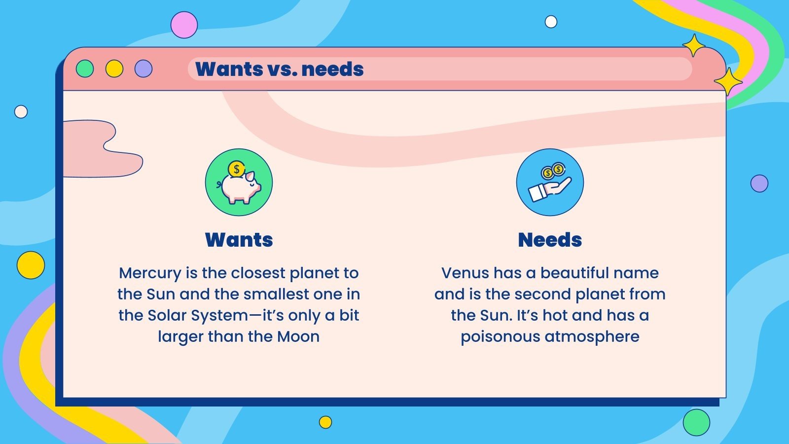 Estudios sociales para preescolar: deseos vs. necesidades