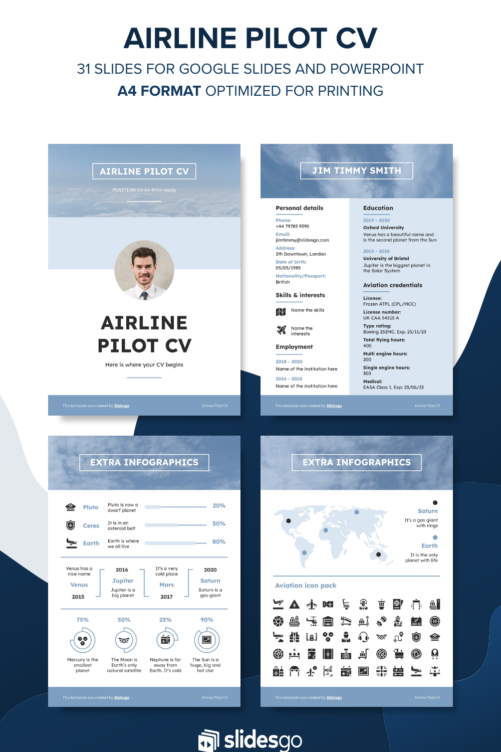 Airline Pilot CV | Google Slides & PowerPoint
