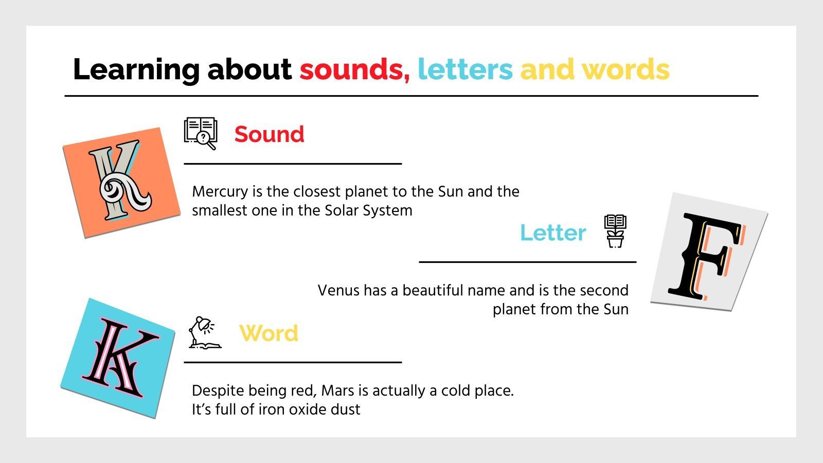 Elementary: The Sights and Sounds of k and f | Google Slides