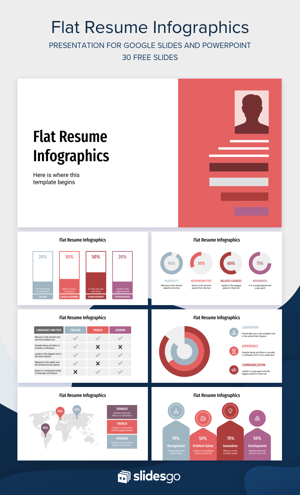 Free Flat Resume Infographics for Google Slides and PowerPoint