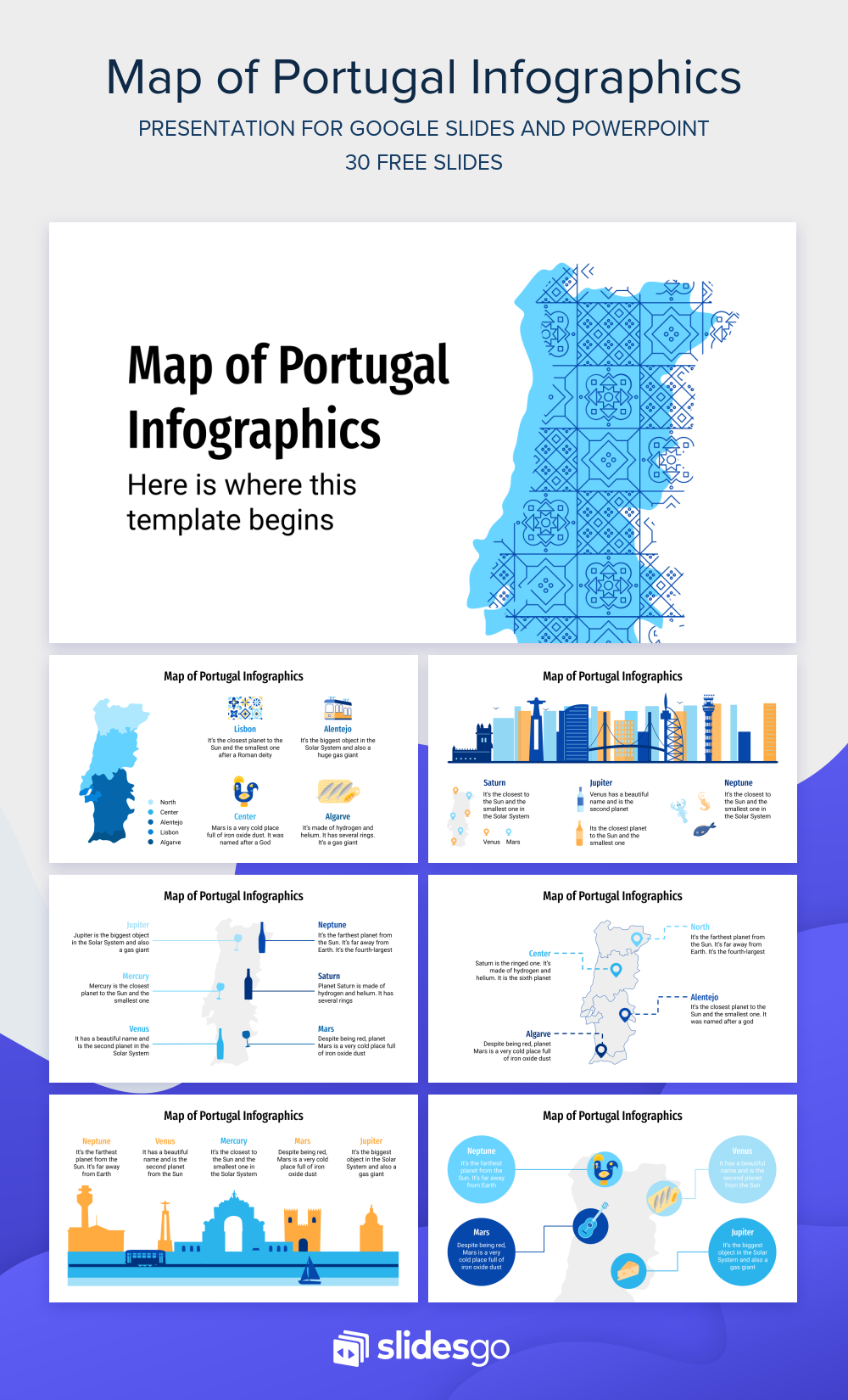 Free Map of Portugal Infographics for Google Slides and PowerPoint