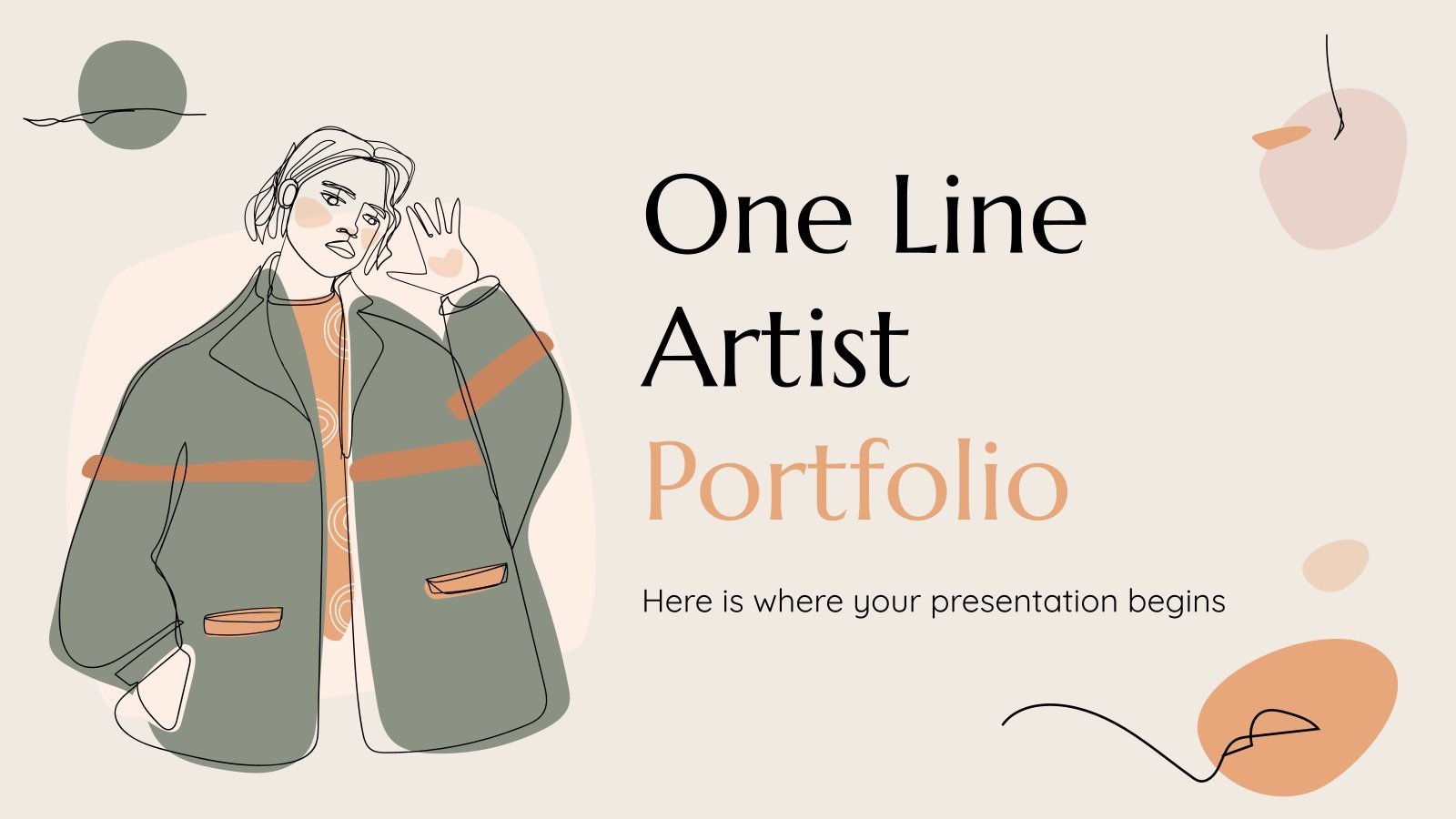 One Line Artist Portfolio | Google Slides and PowerPoint