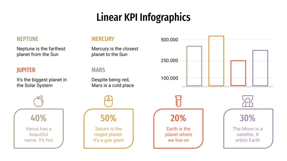 Free Linear KPI Infographics for Google Slides and PowerPoint