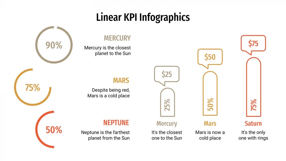 Free Linear KPI Infographics for Google Slides and PowerPoint