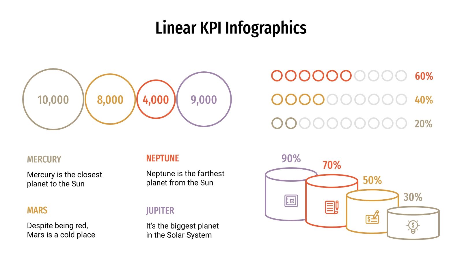 Free Linear KPI Infographics for Google Slides and PowerPoint