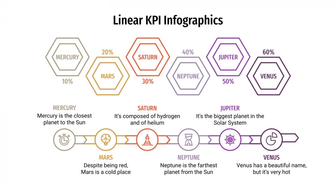 Free Linear KPI Infographics for Google Slides and PowerPoint