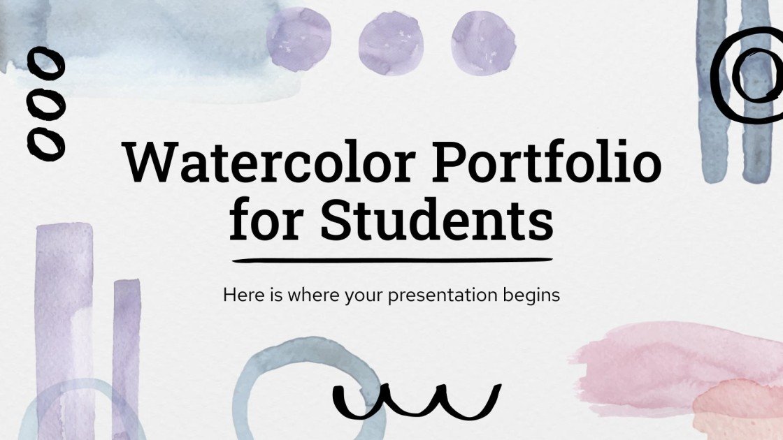 Watercolor Portfolio for Students | Google Slides & PPT theme