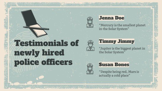 Oficina de treinamento de agentes de polícia | Google Slides