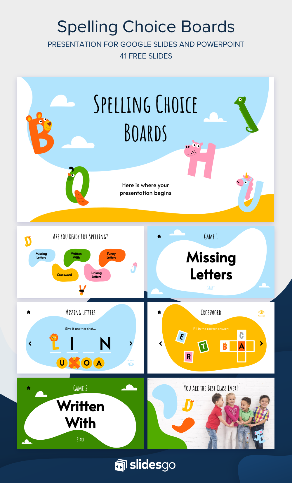 Spelling Choice Boards Google Slides & PowerPoint template