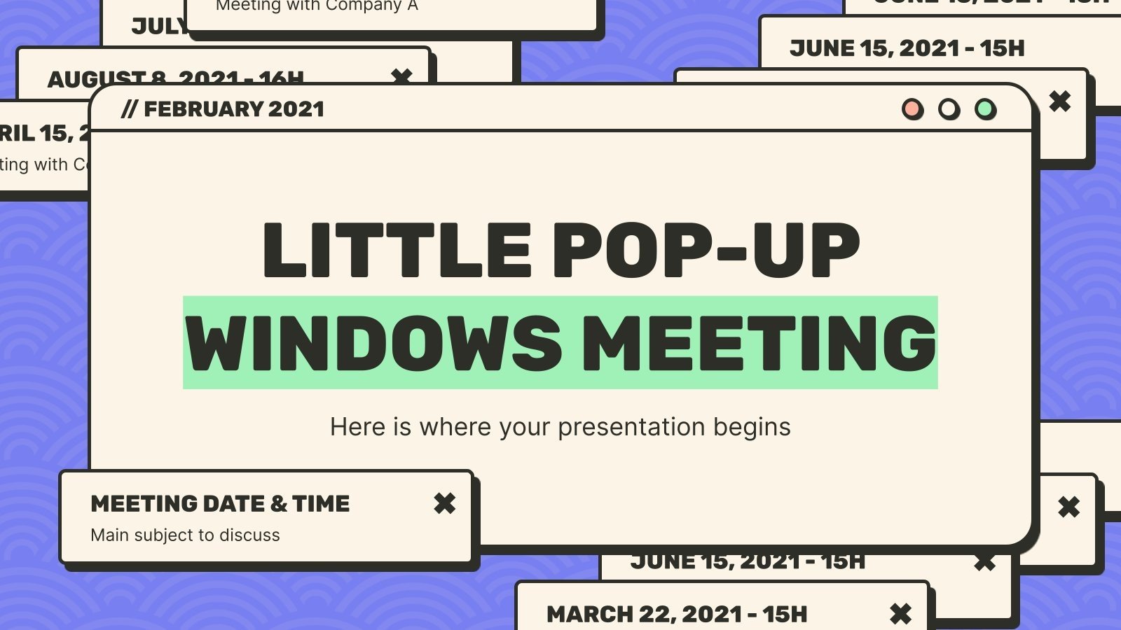 Little Pop-Up Windows Meeting | Google Slides & PPT theme