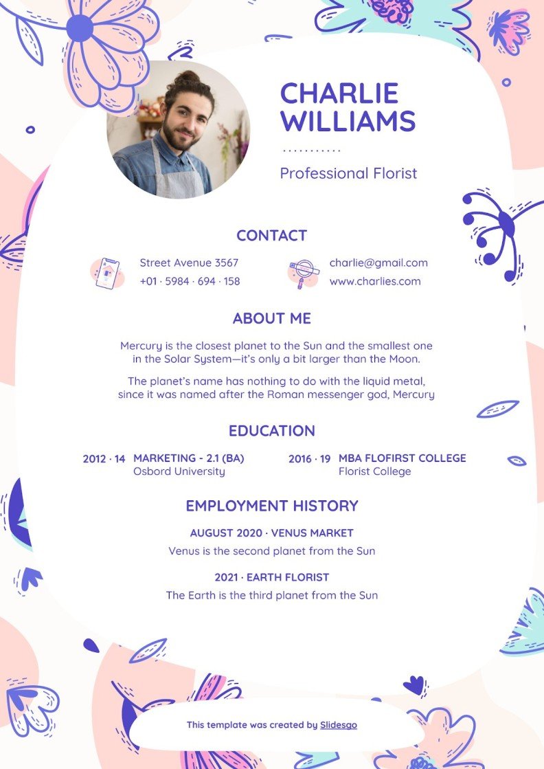 Floral Pattern CV | Google Slides & PowerPoint template
