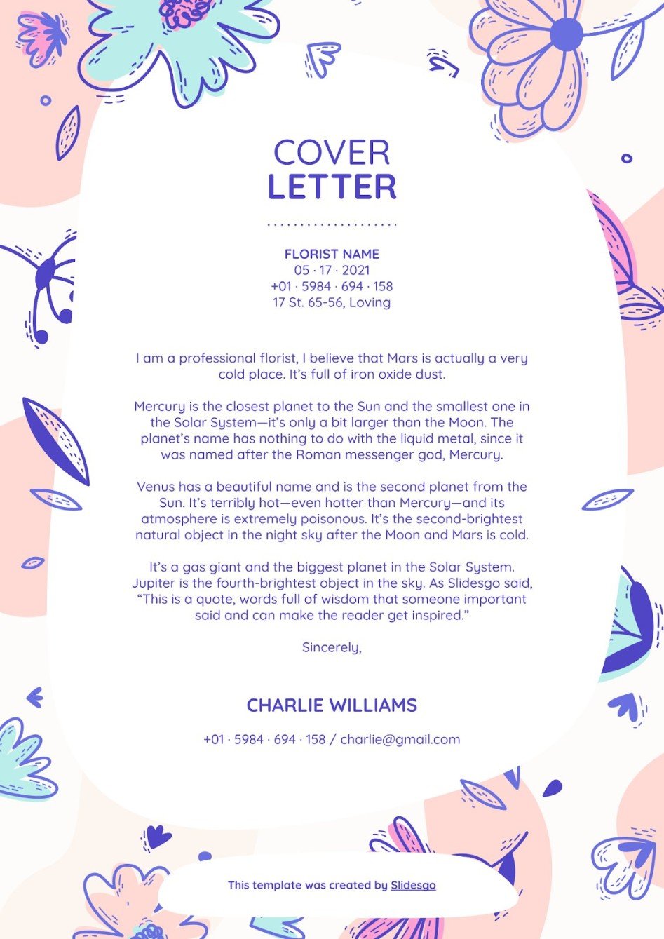 Floral Pattern CV | Google Slides & PowerPoint template