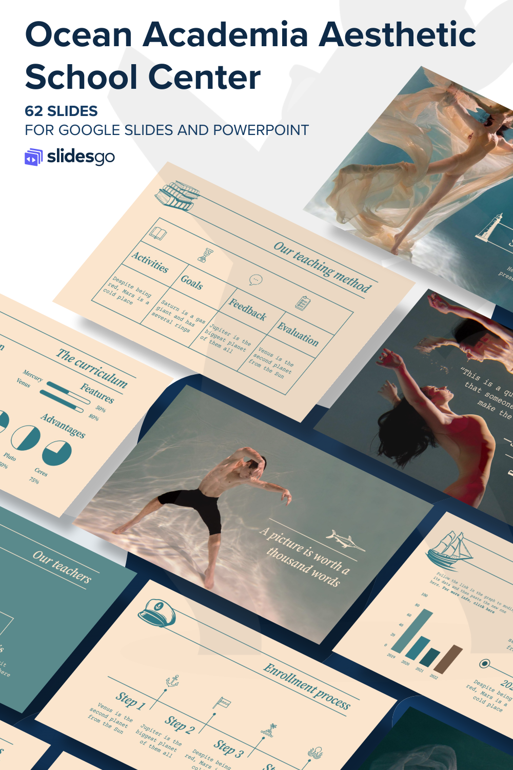 Ocean Academia Aesthetic School Center | Google Slides & PPT