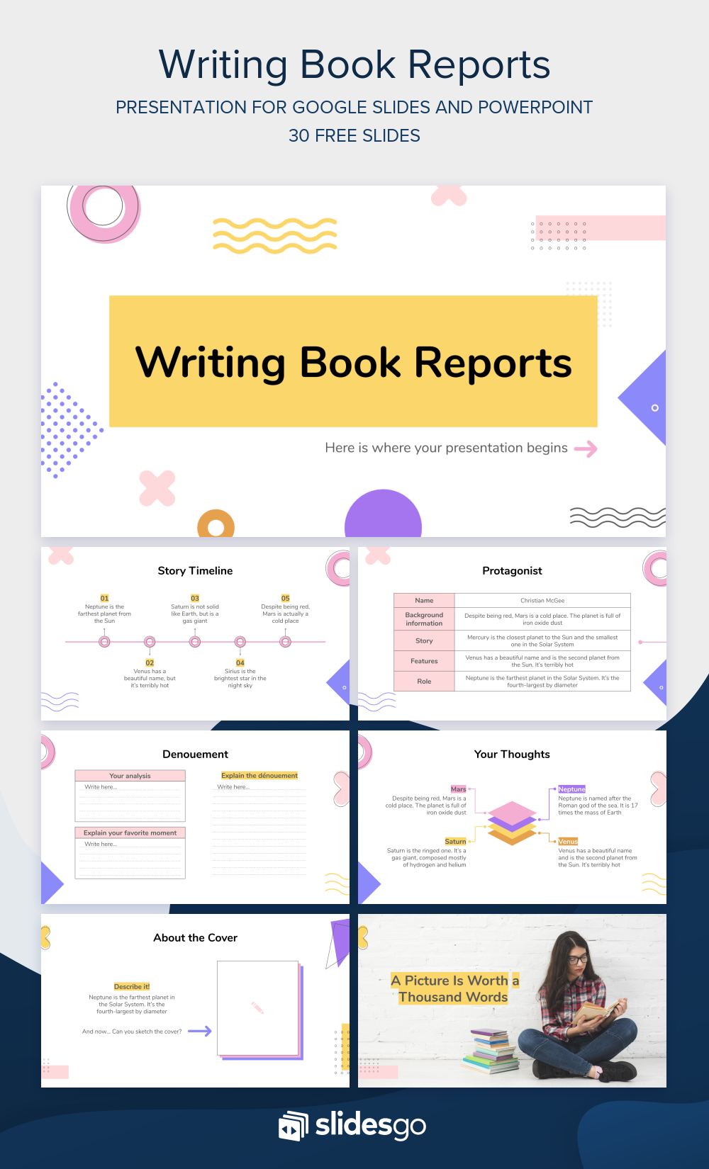 Writing Book Report Google Slides PowerPoint Template