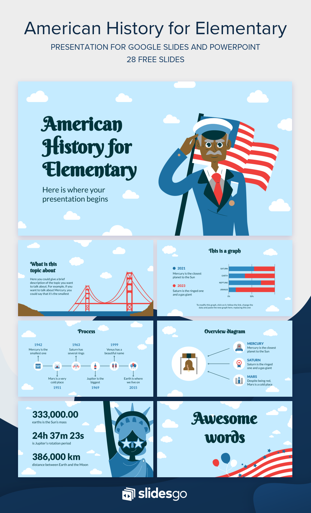 American History for Elementary Google Slides & PPT template