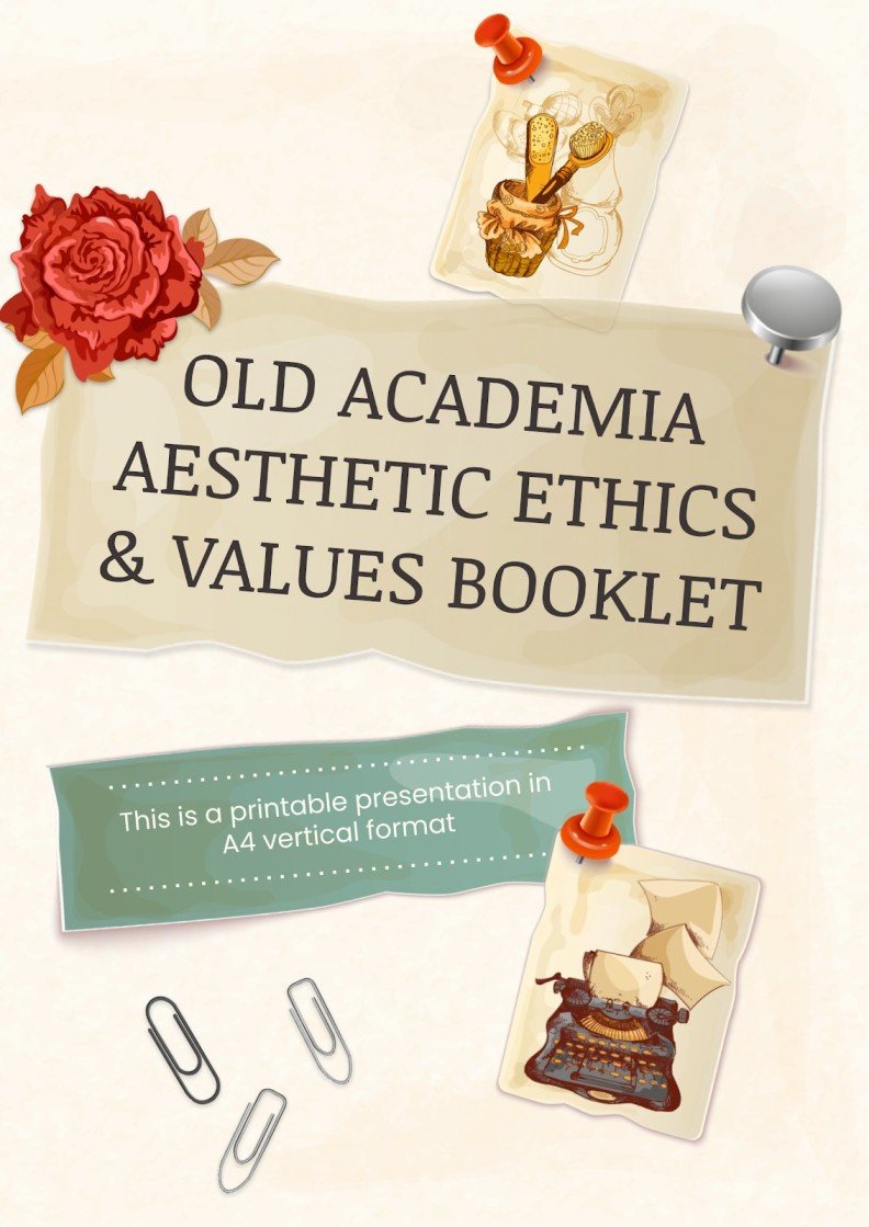 Old Academia Aesthetic Ethics & Values Booklet