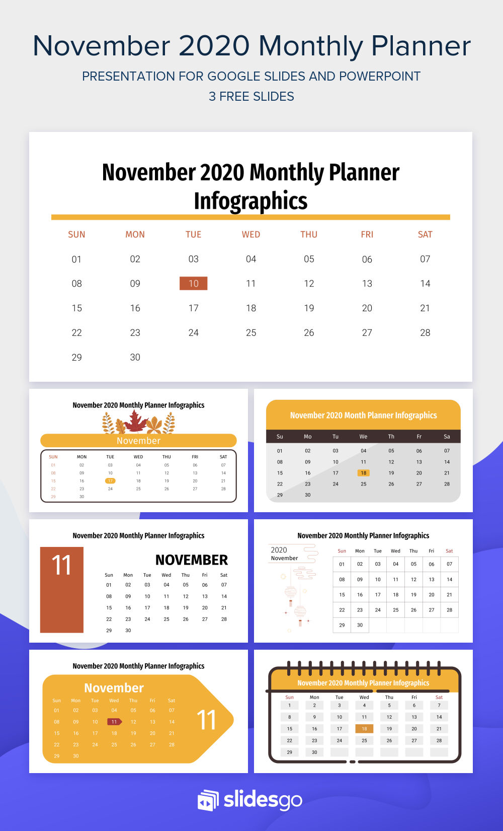 November Monthly Planner for Google Slides & PowerPoint