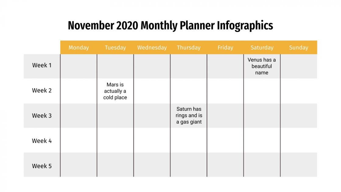 November Monthly Planner for Google Slides & PowerPoint