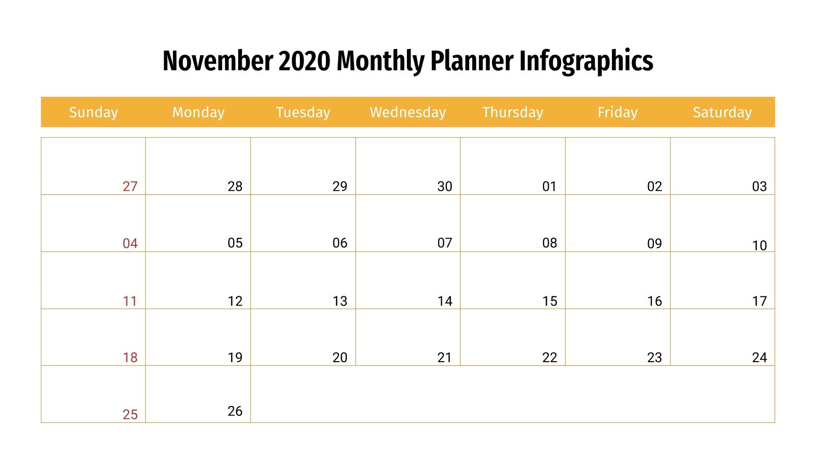November Monthly Planner for Google Slides & PowerPoint