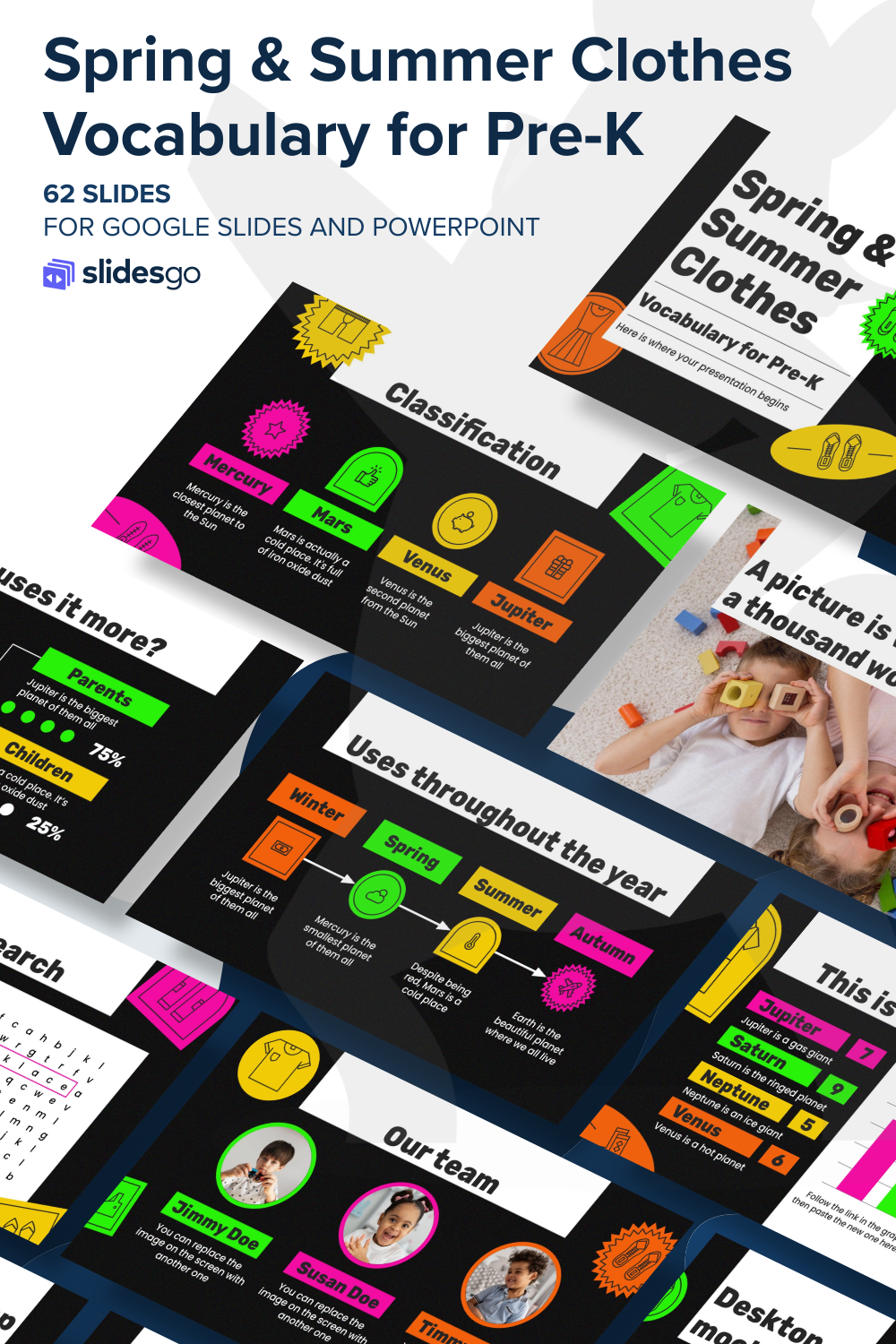 Spring & Summer Clothes Vocabulary for Pre-K | Google Slides