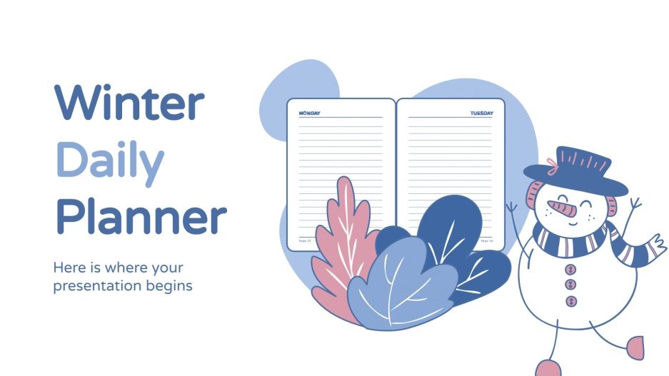 Winter Daily Planner Google Slides theme and PowerPoint template