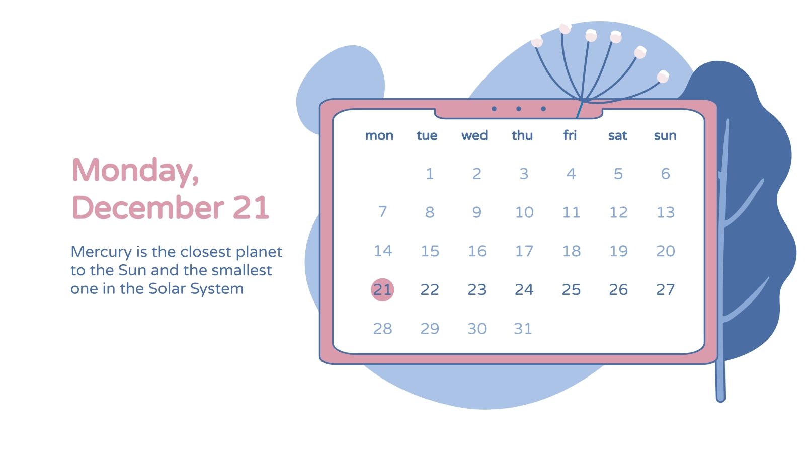 Winter Daily Planner Google Slides theme and PowerPoint template