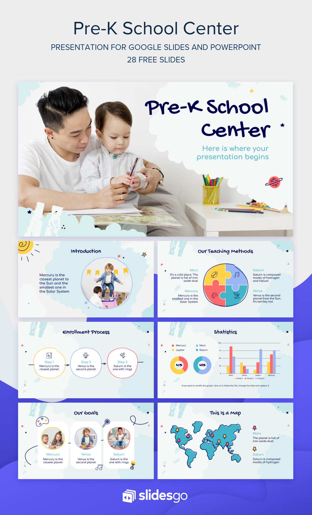 Pre-K School Center Google Slides and PowerPoint template