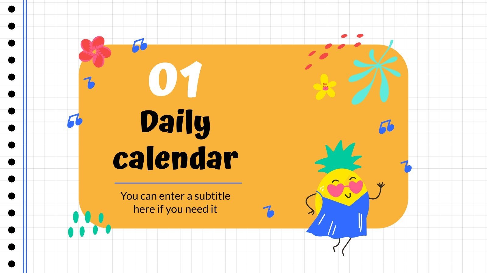 Pineapple Themed Personal Organizer | Google Slides & PPT