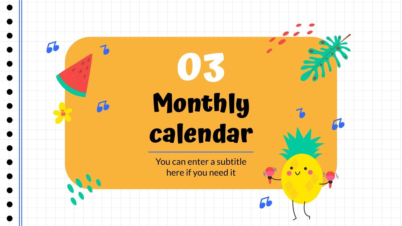 Pineapple Themed Personal Organizer | Google Slides & PPT