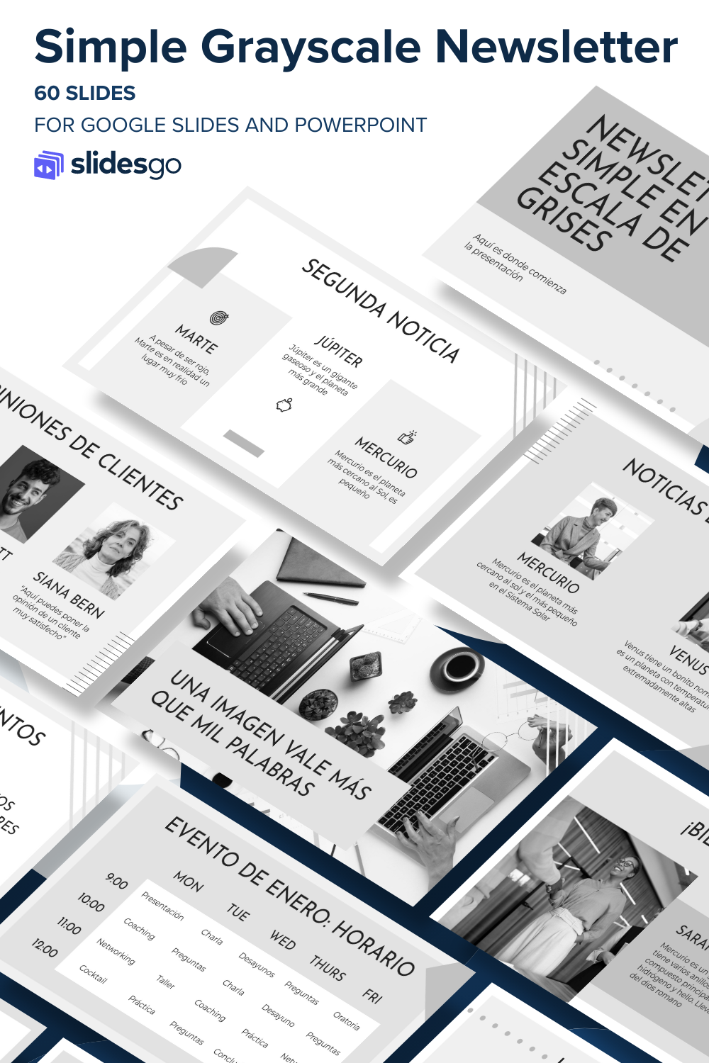 Simple Grayscale Newsletter | Google Slides & PPT