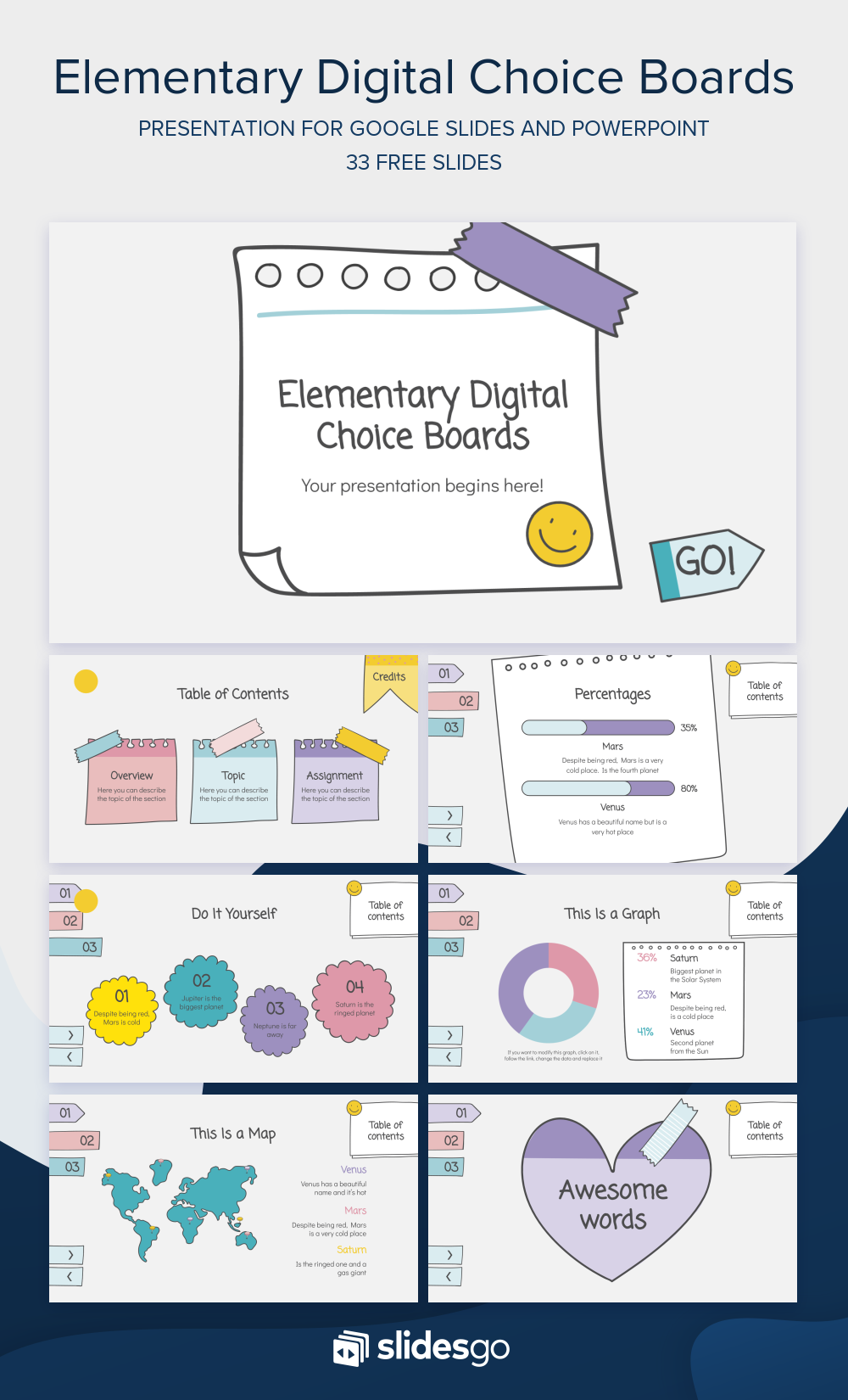 Elementary Digital Choice Boards Google Slides & PPT template