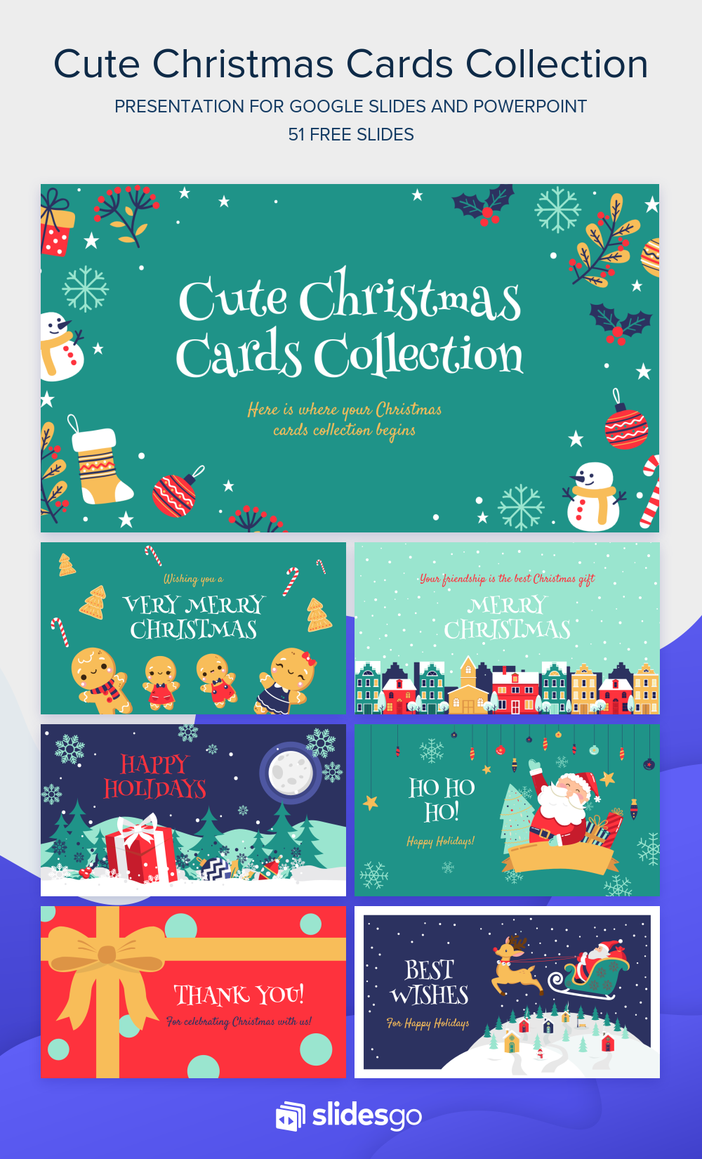 Cute Christmas Cards Google Slides & PowerPoint template