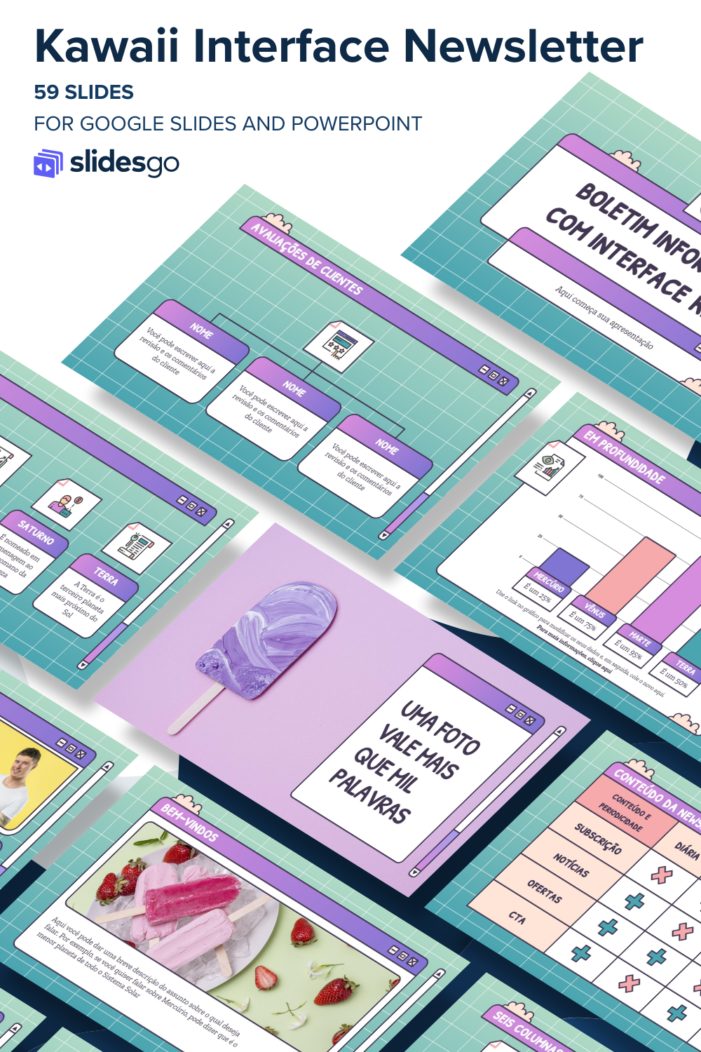 Kawaii Interface Newsletter | Google Slides & PowerPoint