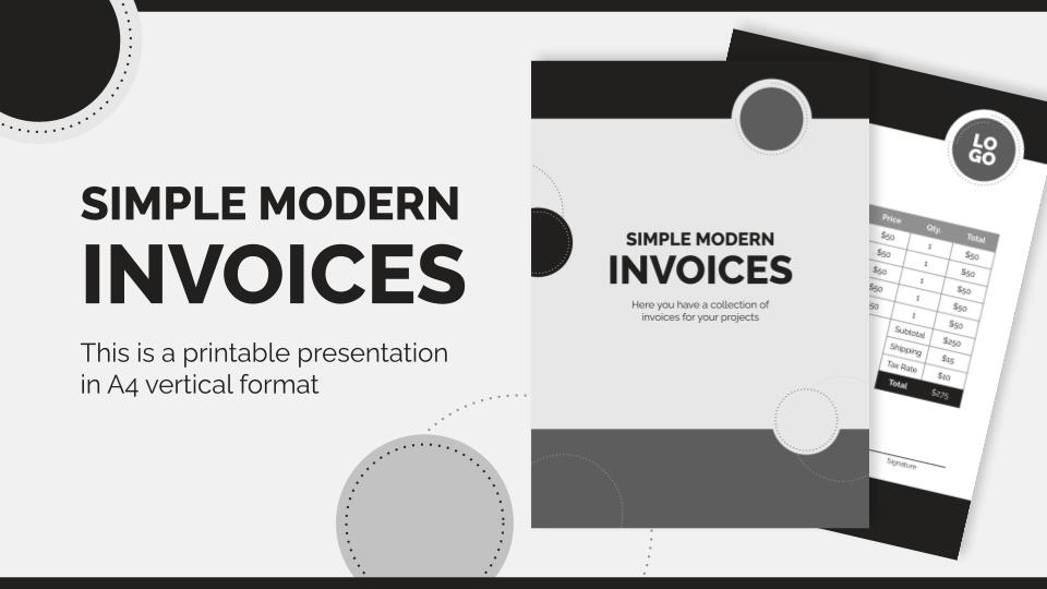 Simple Modern Invoices Google Slides & PowerPoint template