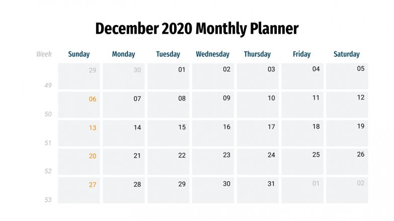 December Monthly Planner Infographics for Google Slides & PPT