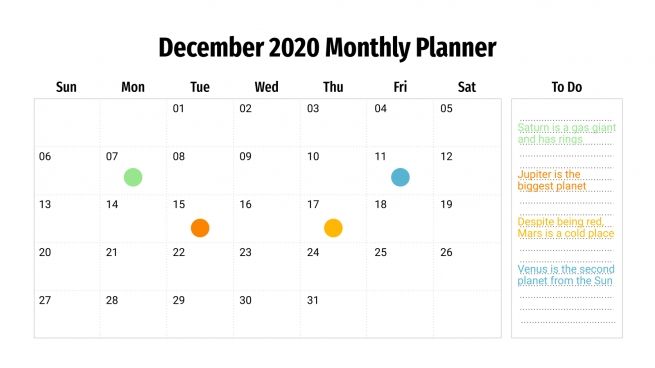 December Monthly Planner Infographics for Google Slides & PPT