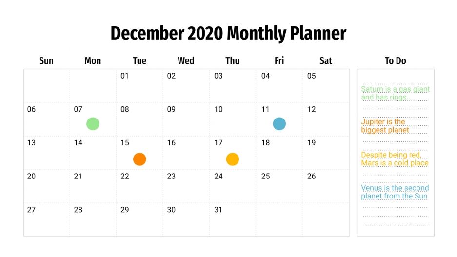 December Monthly Planner Infographics for Google Slides & PPT