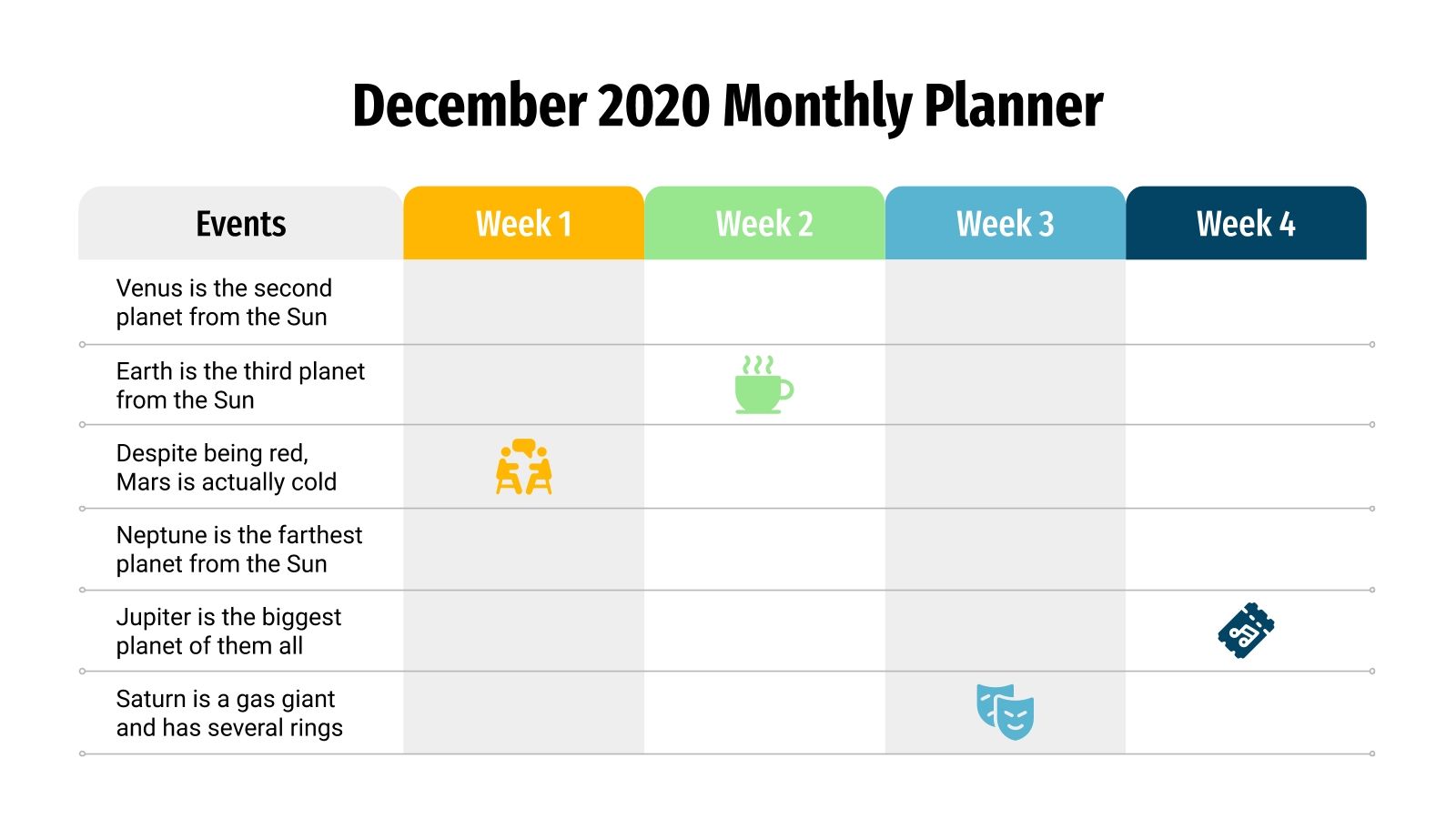 December Monthly Planner Infographics for Google Slides & PPT