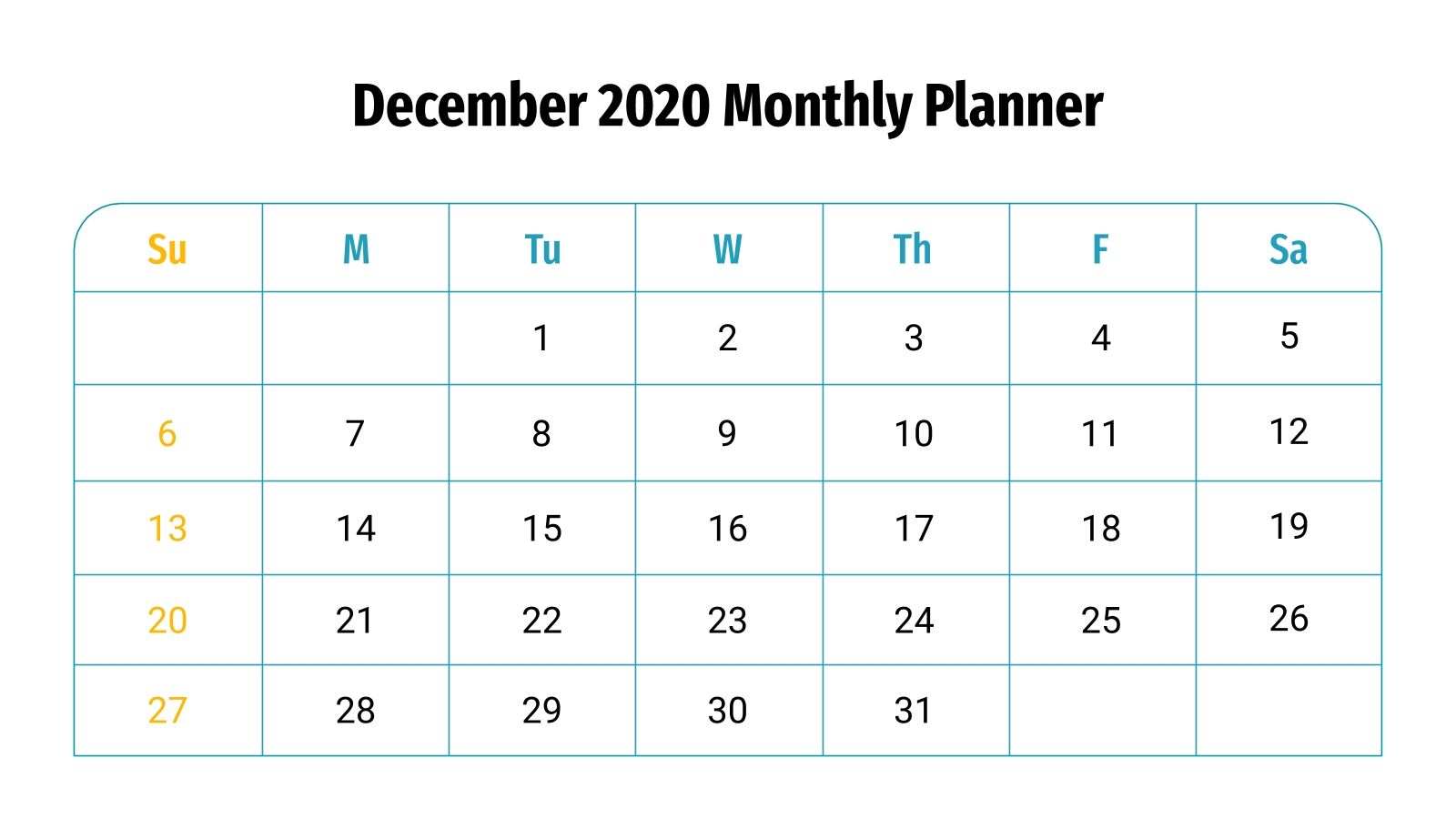 December Monthly Planner Infographics for Google Slides & PPT