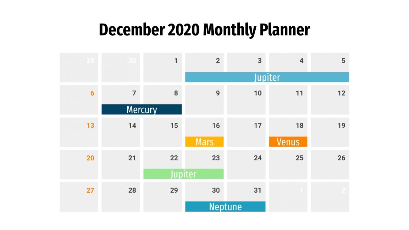 December Monthly Planner Infographics for Google Slides & PPT