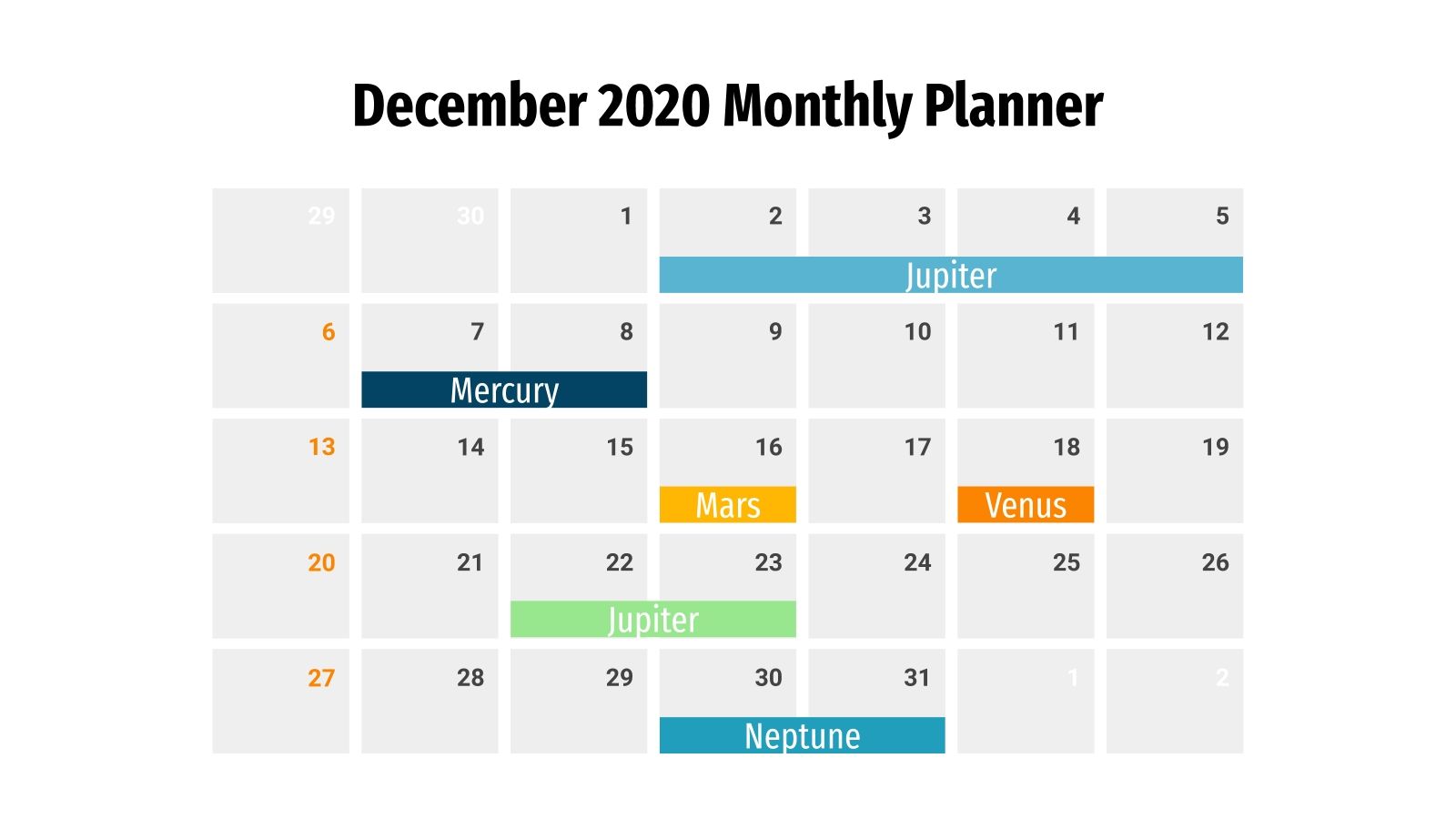 December Monthly Planner Infographics for Google Slides & PPT