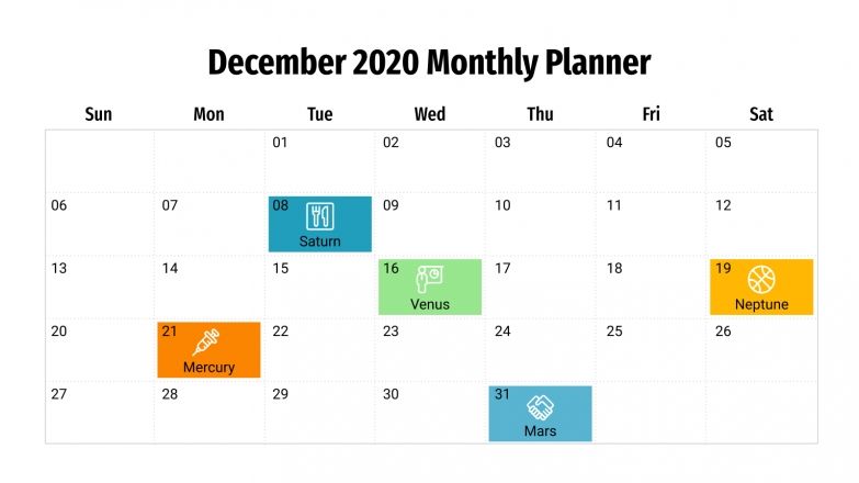 December Monthly Planner Infographics for Google Slides & PPT