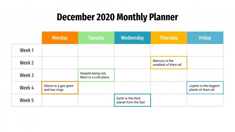 Infográficos de agenda de dezembro | Tema do Google Slides e PPT